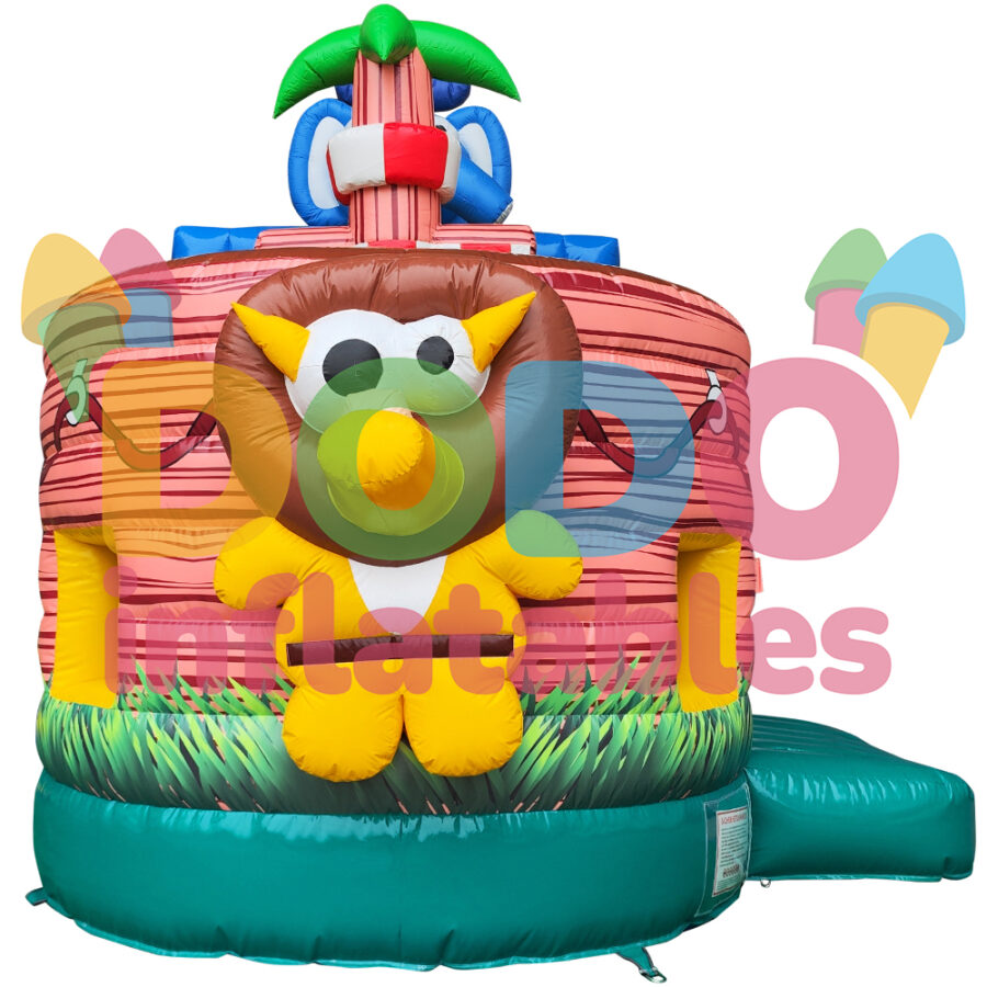 Animals on Pirate Ship Bouncy Castle with Slide | Dodo-Inflatables.com