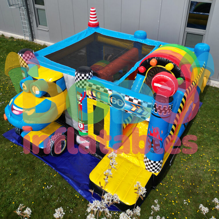 Inflatable Motorsport Bouncy Castle with Slide | Dodo-Inflatables.com
